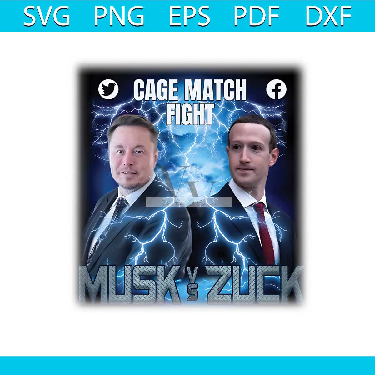 Mark Zuckerberg vs Elon Musk Cage Match Fight PNG File | Inspire Uplift