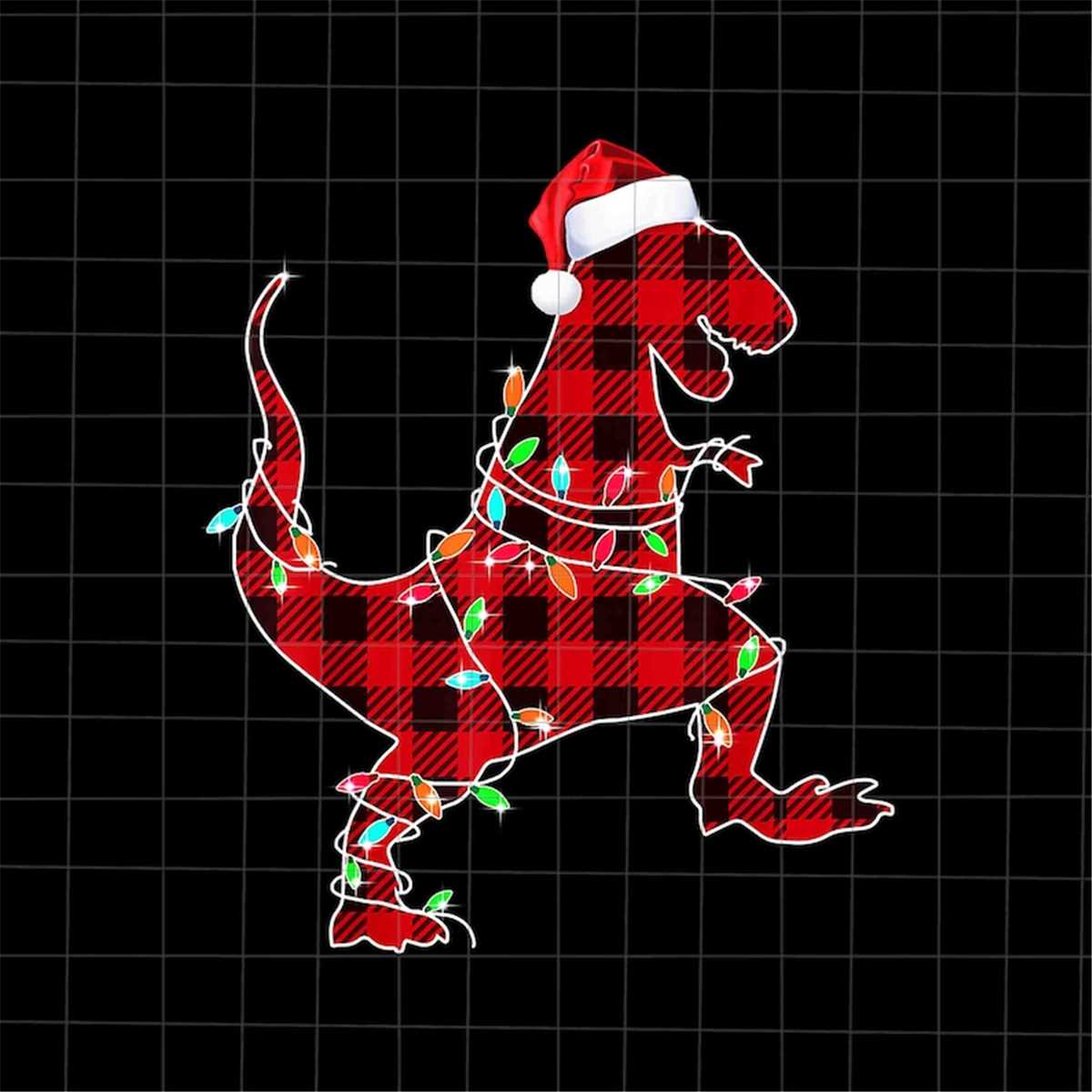 T-Rex Buffalo Plai Christmas Tree Png, T-Rex Light Xmas Png, | Inspire ...