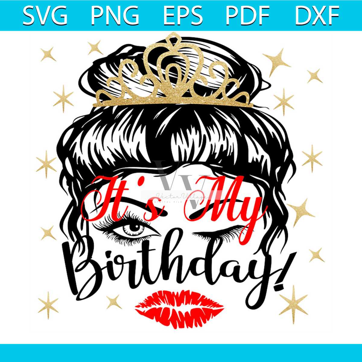 It's My Birthday Crown Svg, Birthday Svg, Red Lips Svg, Eyes | Inspire ...