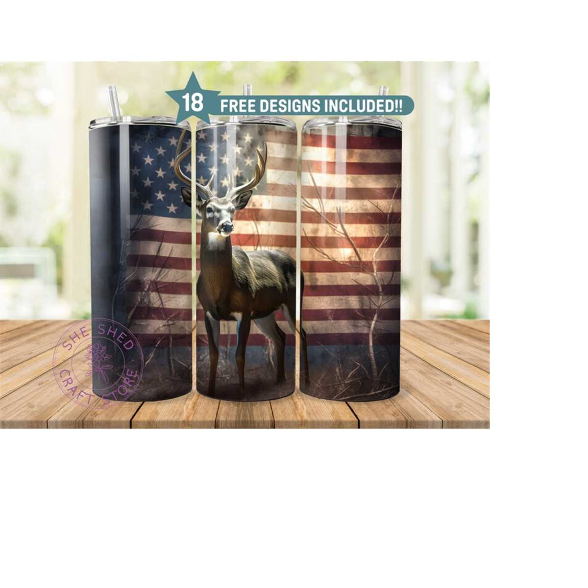 Grunge American Deer Baseball 20 oz Tumbler Wrap, Hunting Wr | Inspire ...
