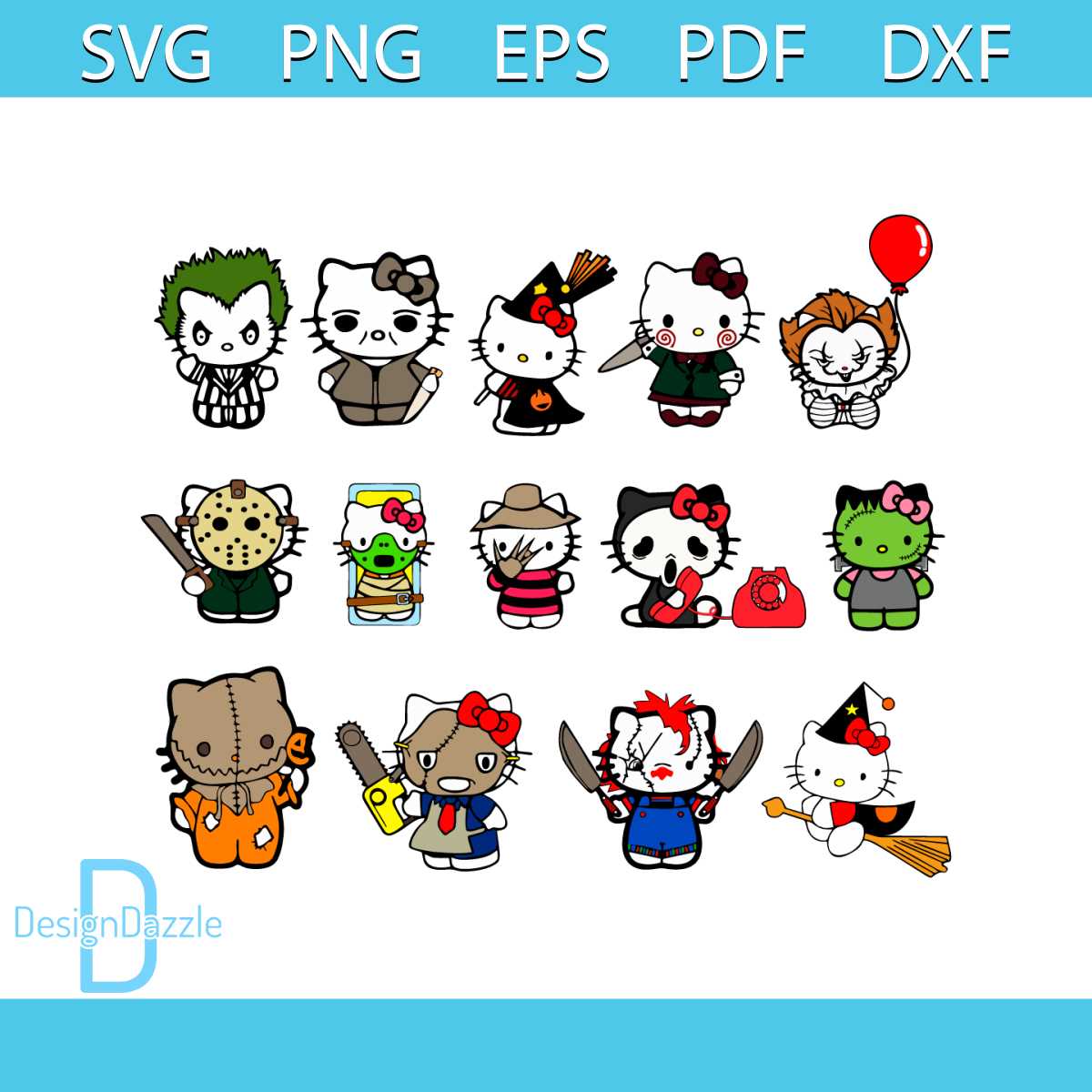 Bundle Hello Kitty Horror Halloween Character SVG Bundle | Inspire Uplift