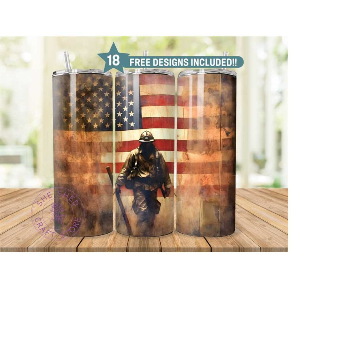 Firefighter Sublimation Designs Downloads - DAD Tumbler Wrap - Inspire ...
