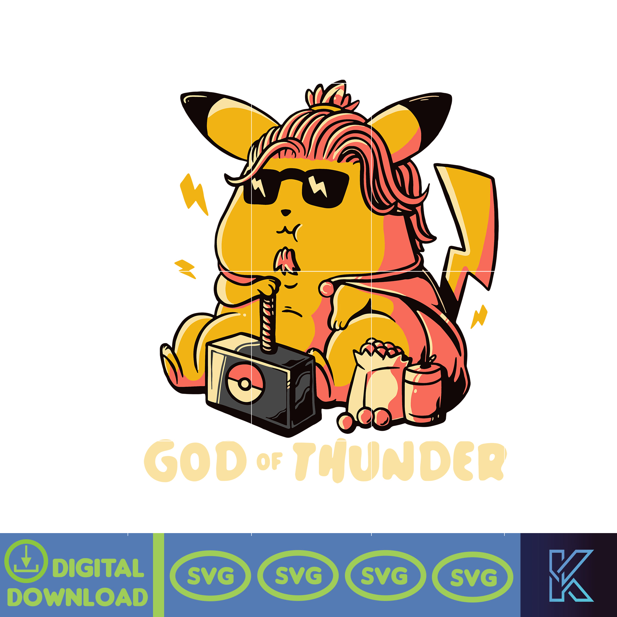 Pikachu God Of Thunder svg, png, dxf, Instant Download - Inspire Uplift