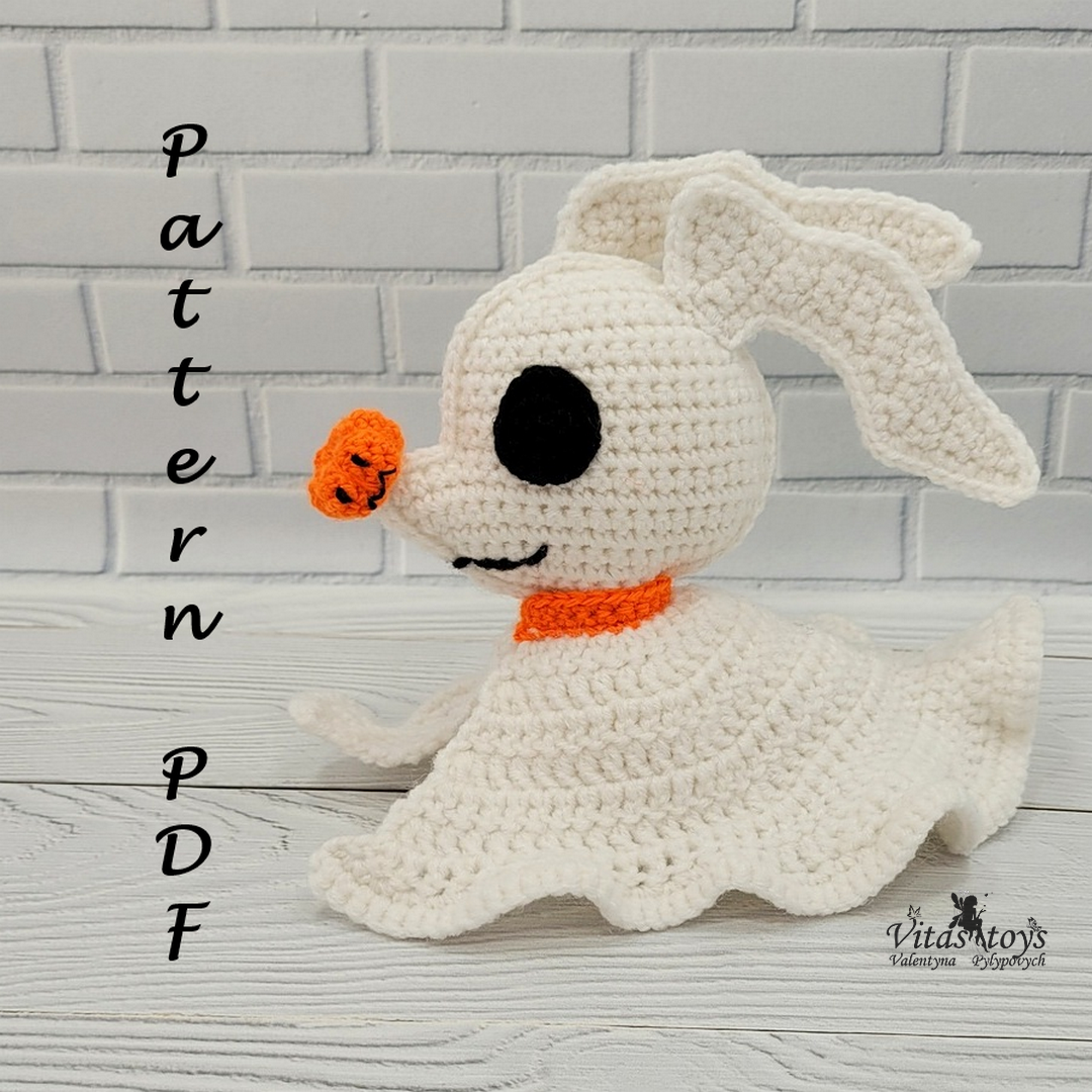 Crochet Amigurumi ghost dog Zero rag doll Pattern | Inspire Uplift
