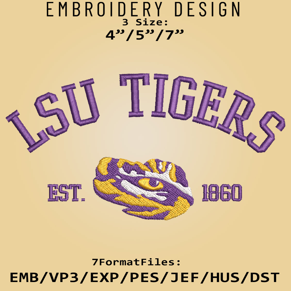 LSU Tigers embroidery design, NCAA Logo Embroidery Files, NC | Inspire ...