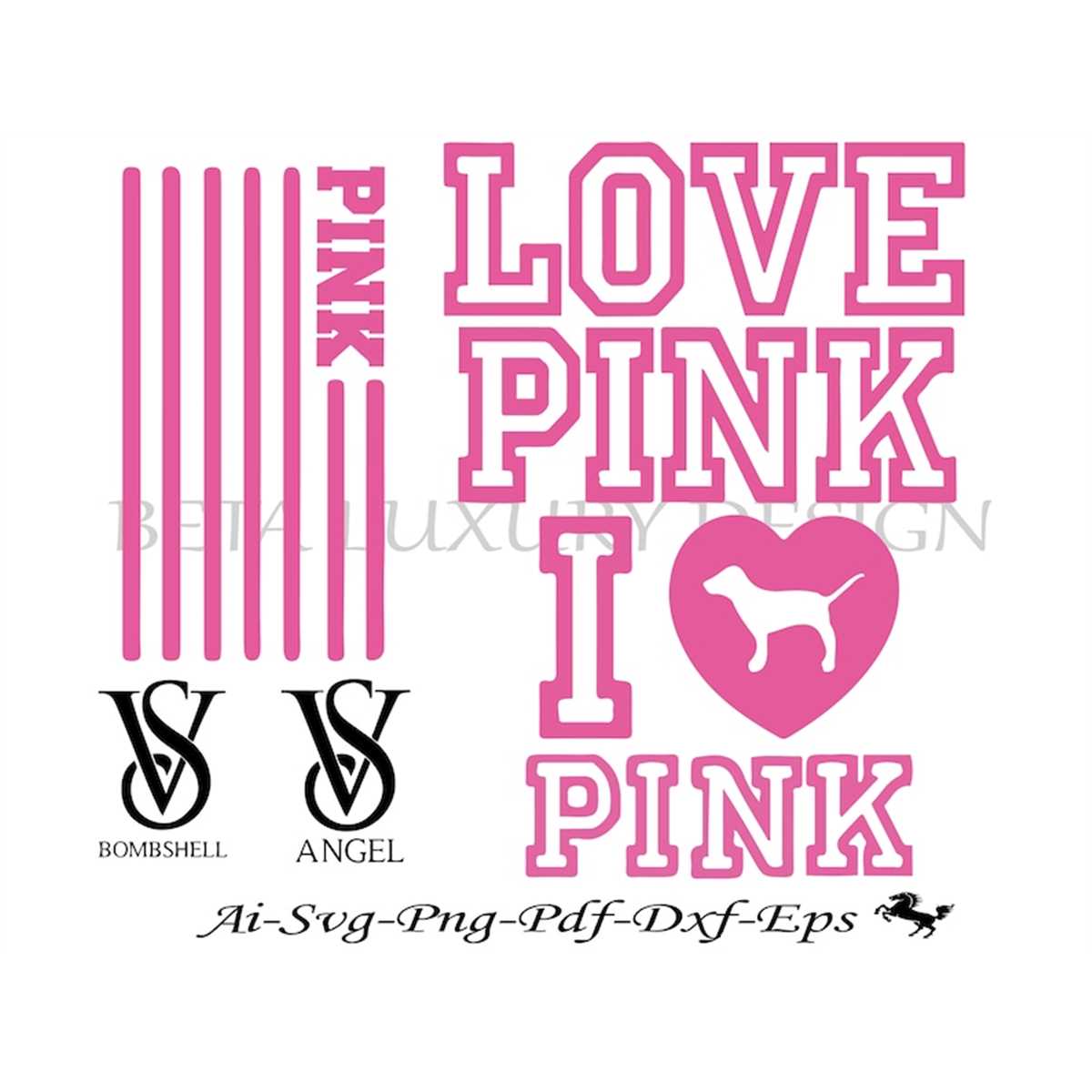 Love Pink SVG Bundle,Love Pink Svg,VS Pink Svg,Pink Nation,L | Inspire ...