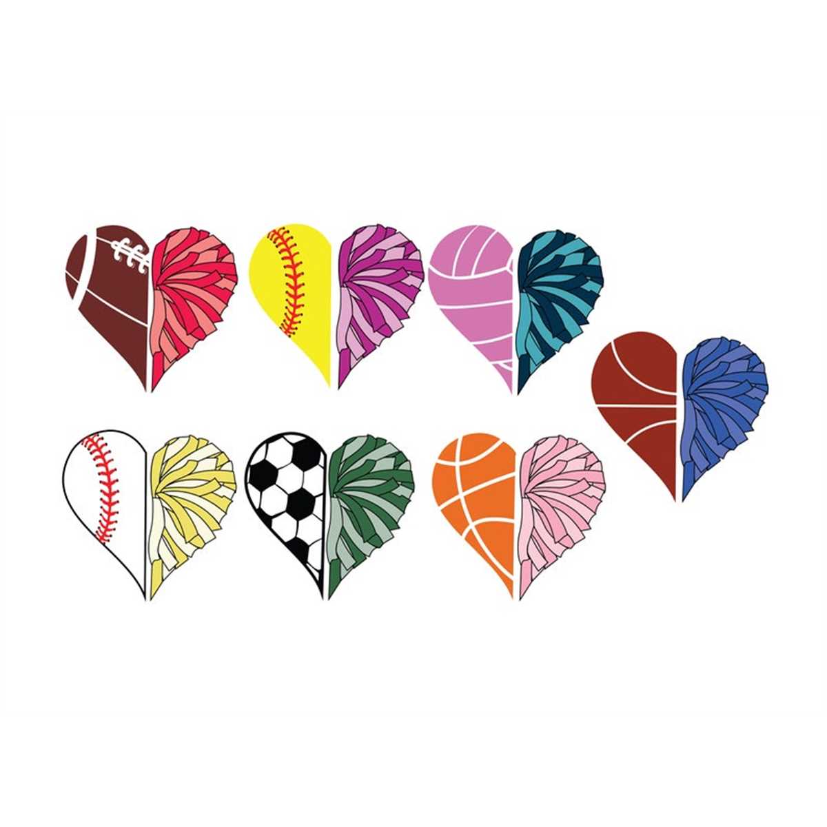 HALF SPORT HEART Svg, Pom pom Svg, Half Sport Hearts Svg, Sp - Inspire ...