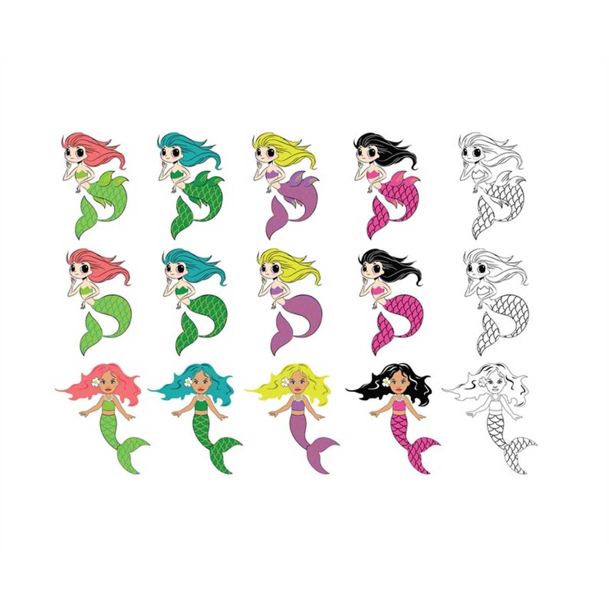 MERMAID BUNDLE SVG Files, Mermaid Bundle Clipart, Cute Merma | Inspire ...