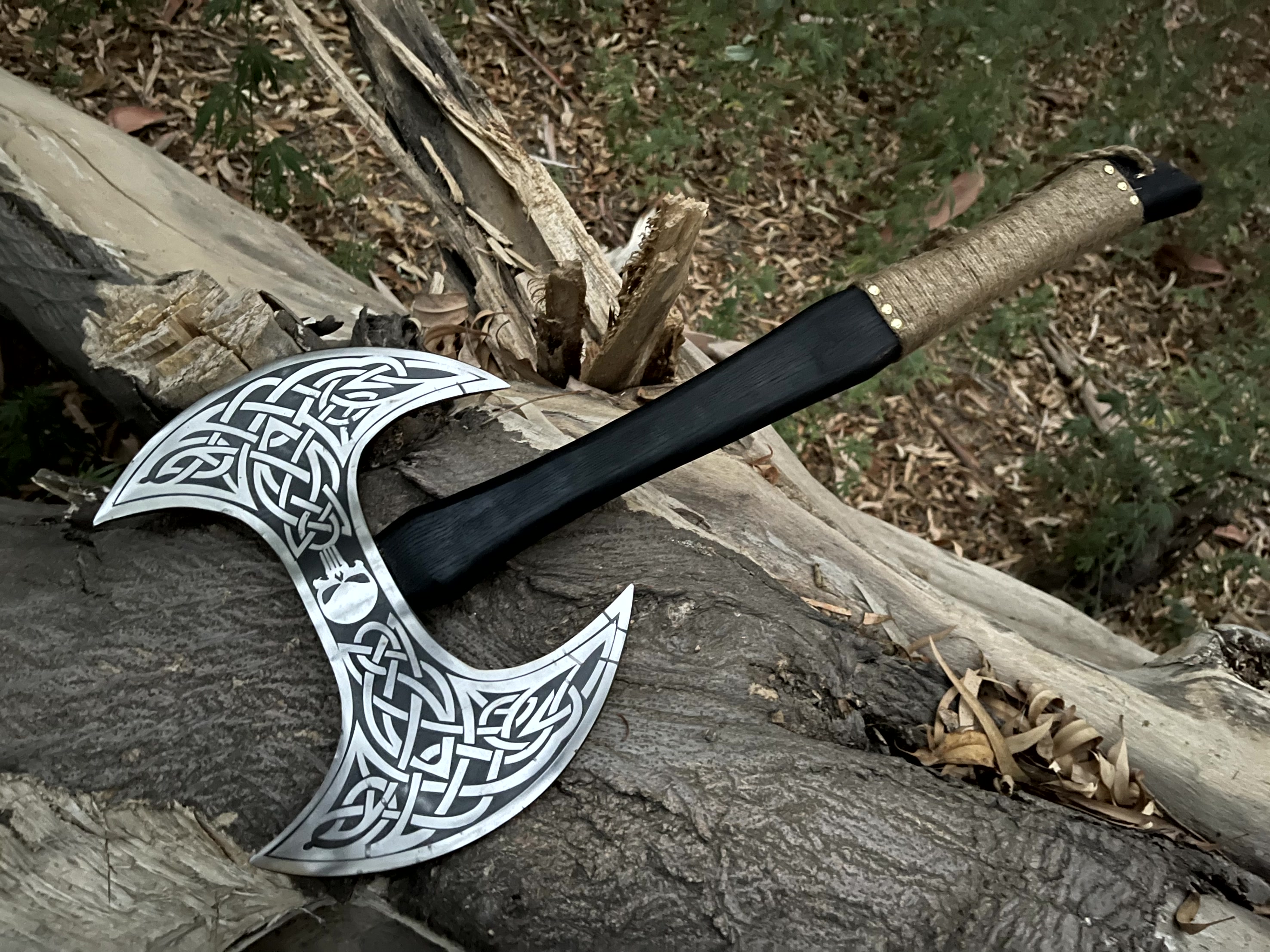 Carbon Steel Double Headed Blade Axe, Hiking Camping Forest | Inspire ...