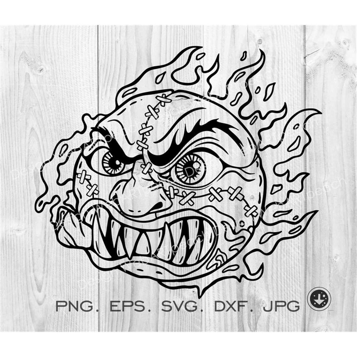 Baseball Svg Cartoon Angry Mean Person Smokes Fastball Ball. | Inspire ...