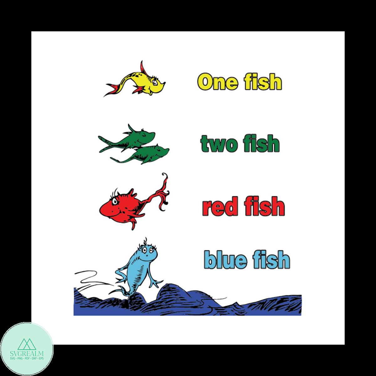 One Fish Two Fish Svg, Dr Seuss Svg, Seuss Svg, Dr Seuss Gif | Inspire ...