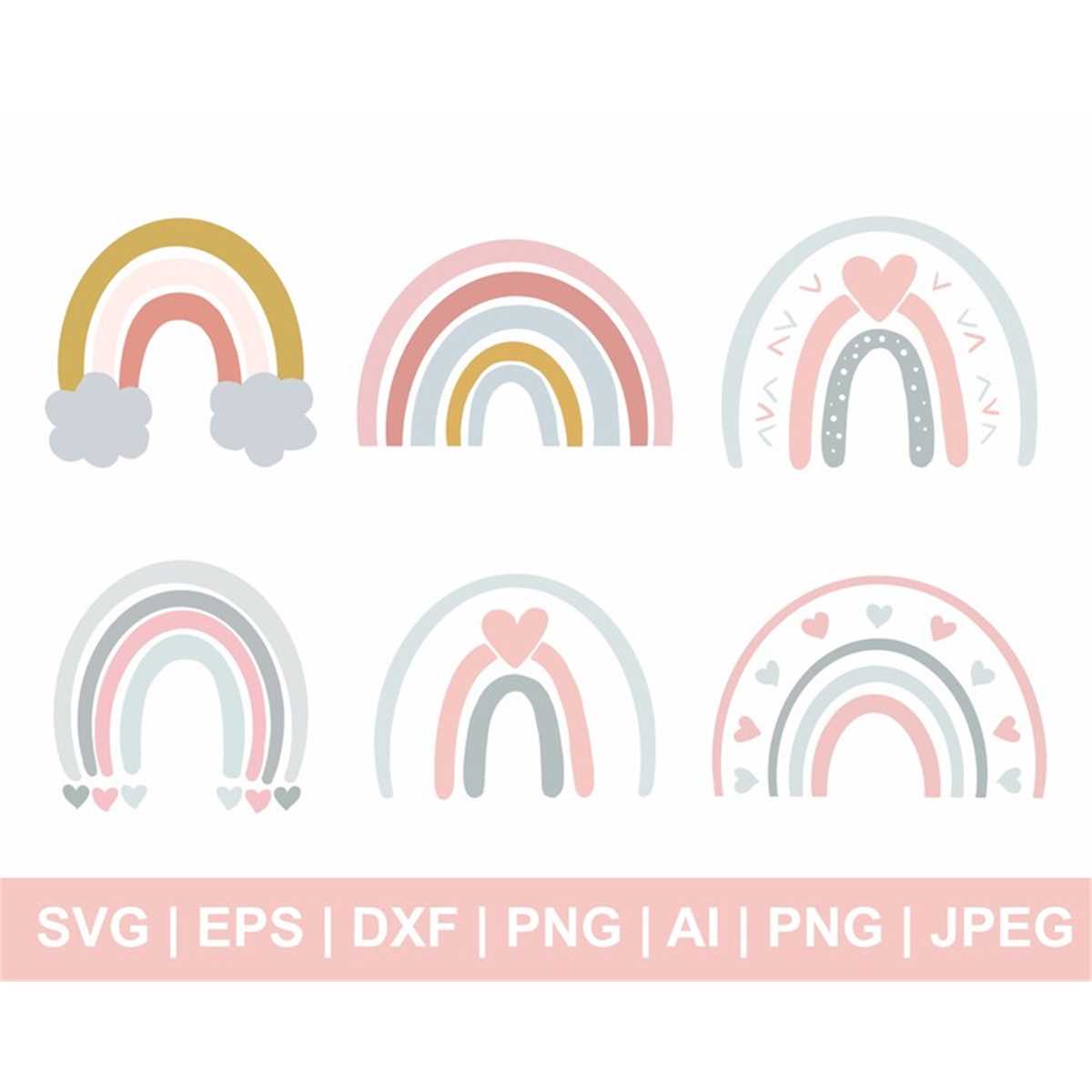 Boho Rainbow Svg Bundle, Cute Rainbow Svg,Baby Rainbow Svg, | Inspire ...