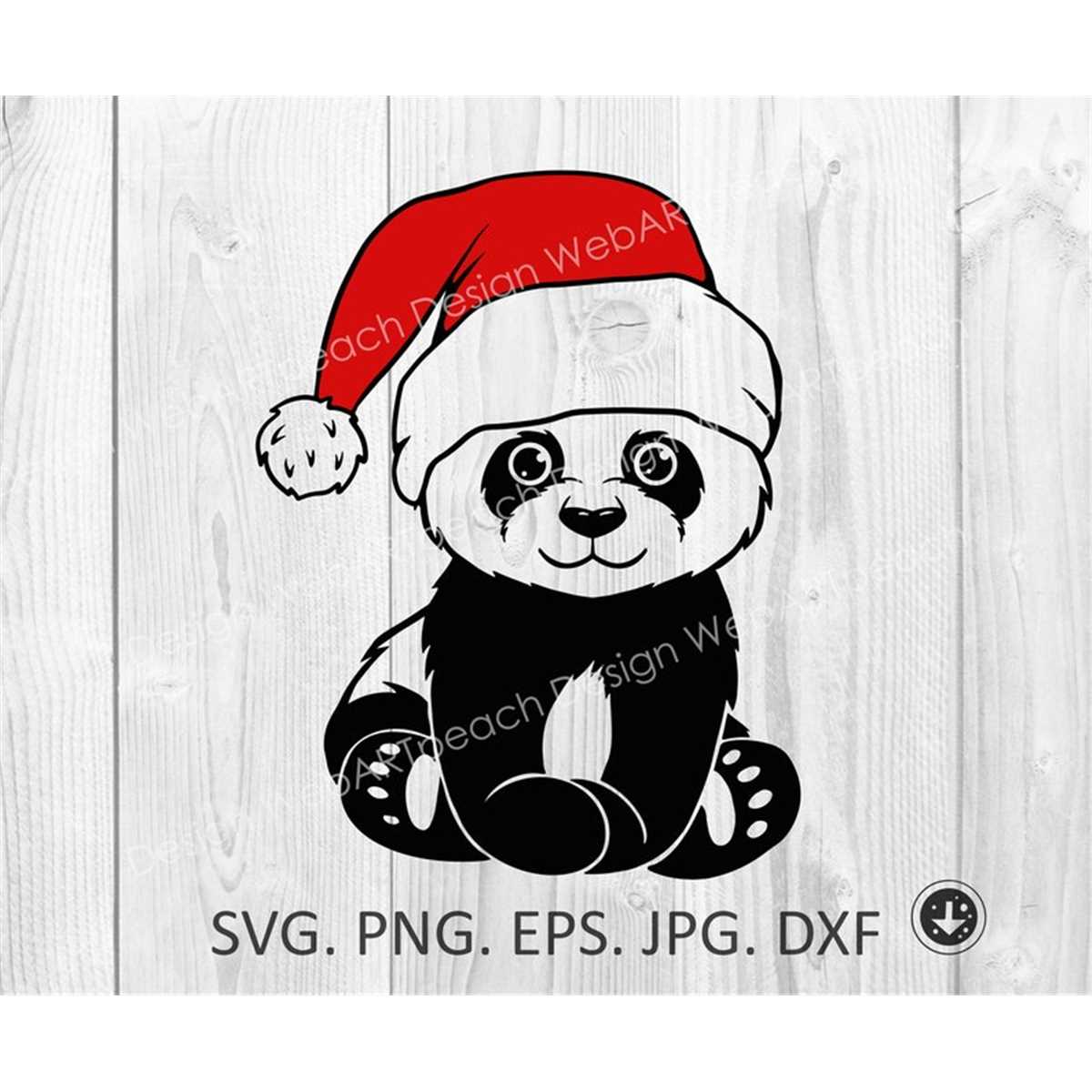Panda santa claus svg,png,vector clipart.Panda hat santa svg | Inspire ...