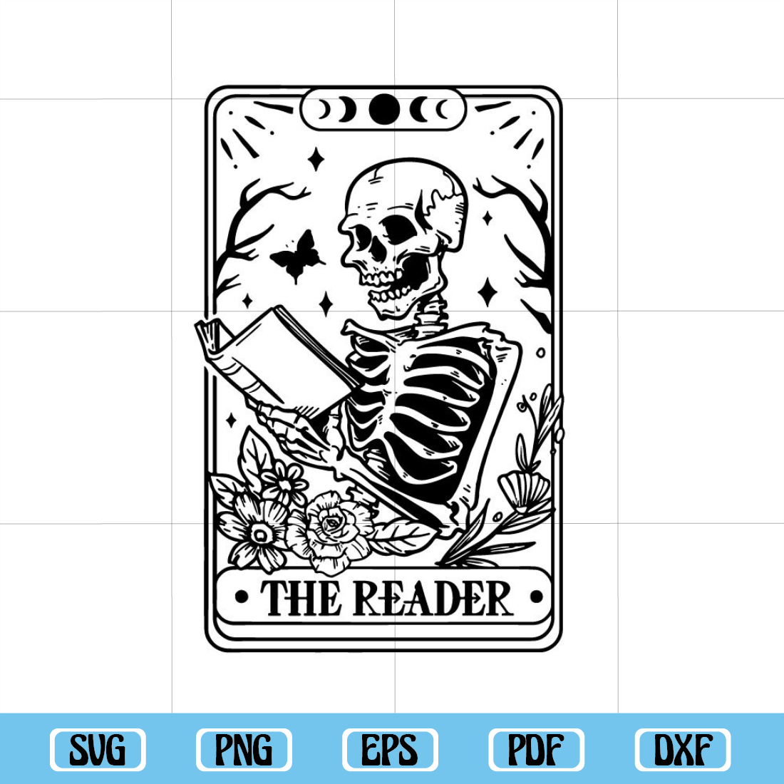 The reader tarot card SVG, Skeleton reading svg, The reader | Inspire ...