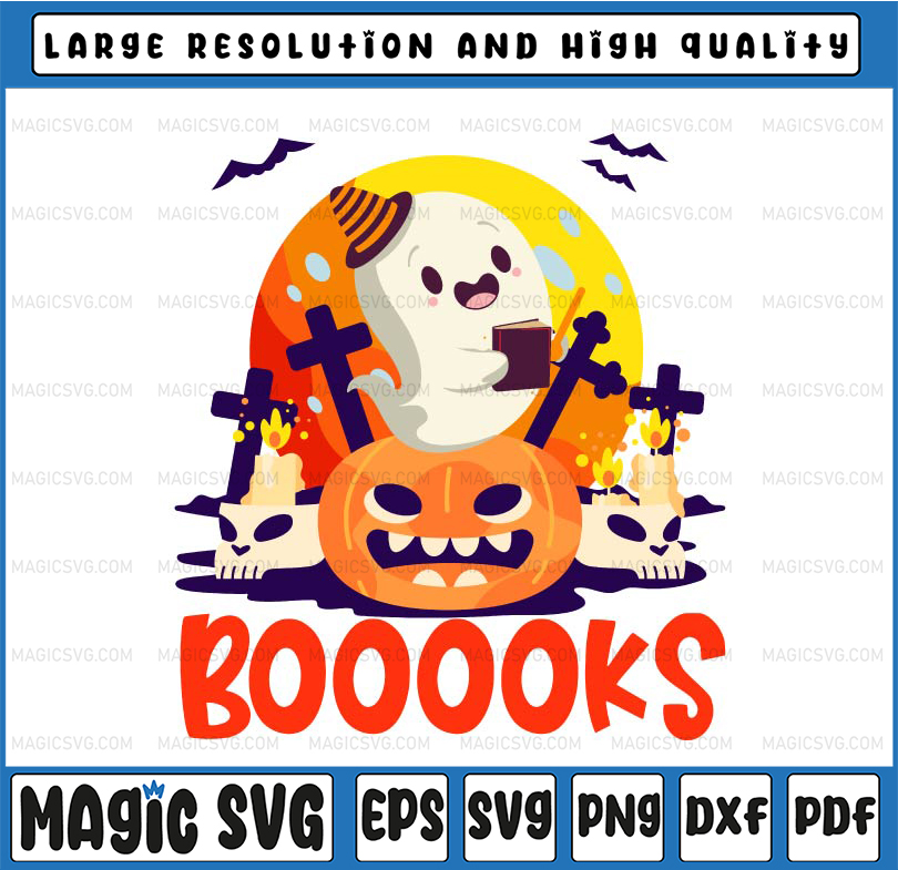 Booooks Ghost Svg, Ghost Books Svg, Halloween Ghost Svg, Lib - Inspire ...