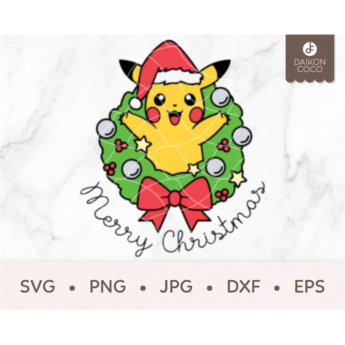 Pikachu Christmas SVG, Pikachu Santa svg, Pikachu Wreath SVG | Inspire ...