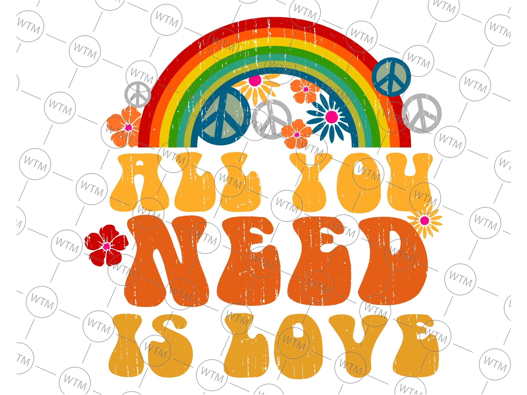 PEACE LOVE 60s 70s Svg, All you need is love svg png - Inspire Uplift