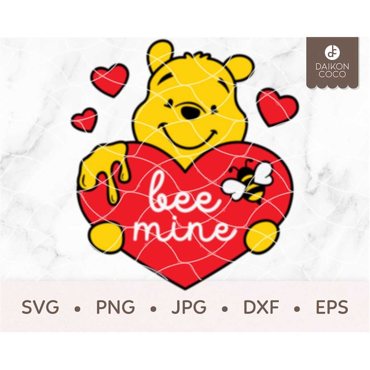 Winnie Pooh Valentine SVG, Winnie Pooh Bee Mine SVG, Winnie | Inspire ...