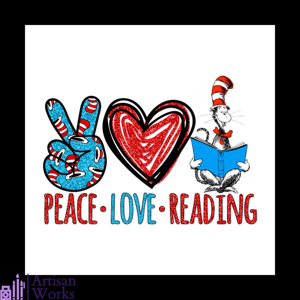 Peace Love Reading Svg, Dr Seuss Svg, Seuss Svg, Dr Seuss Gi | Inspire ...