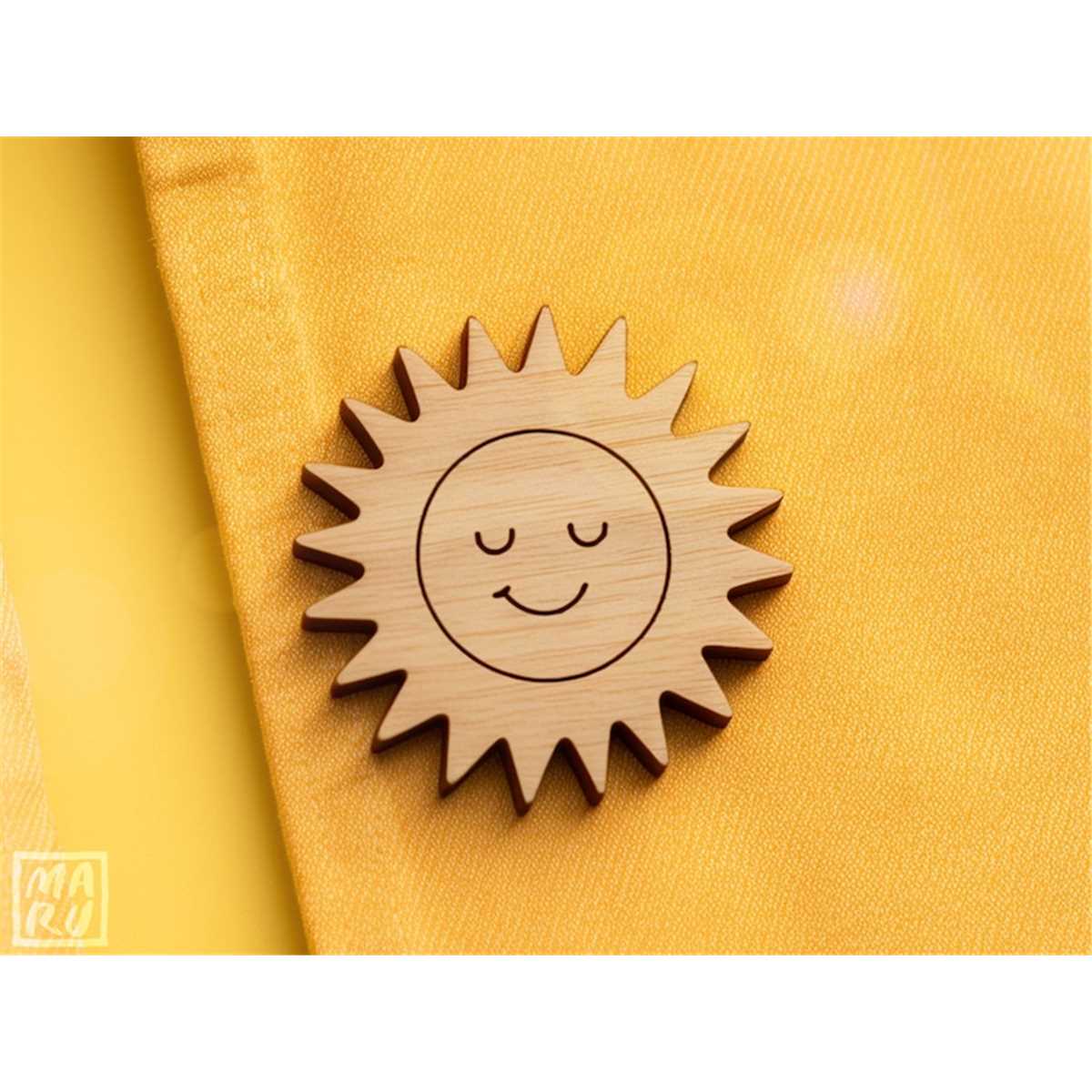 Smiley Sun Brooch Pin SVG PNG Glowforge Cricut Laser Templa - Inspire ...