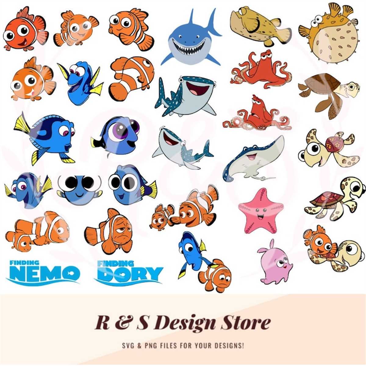 lost fish, sea turtle, clown fish, dory fish, bundle, png, s | Inspire ...