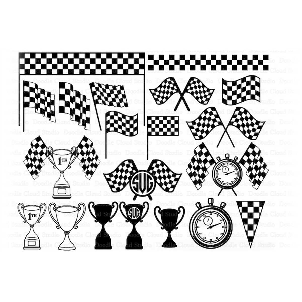 Race Flags SVG, Checkered Flag, Race Trophy Svg, Monogram Sv - Inspire ...