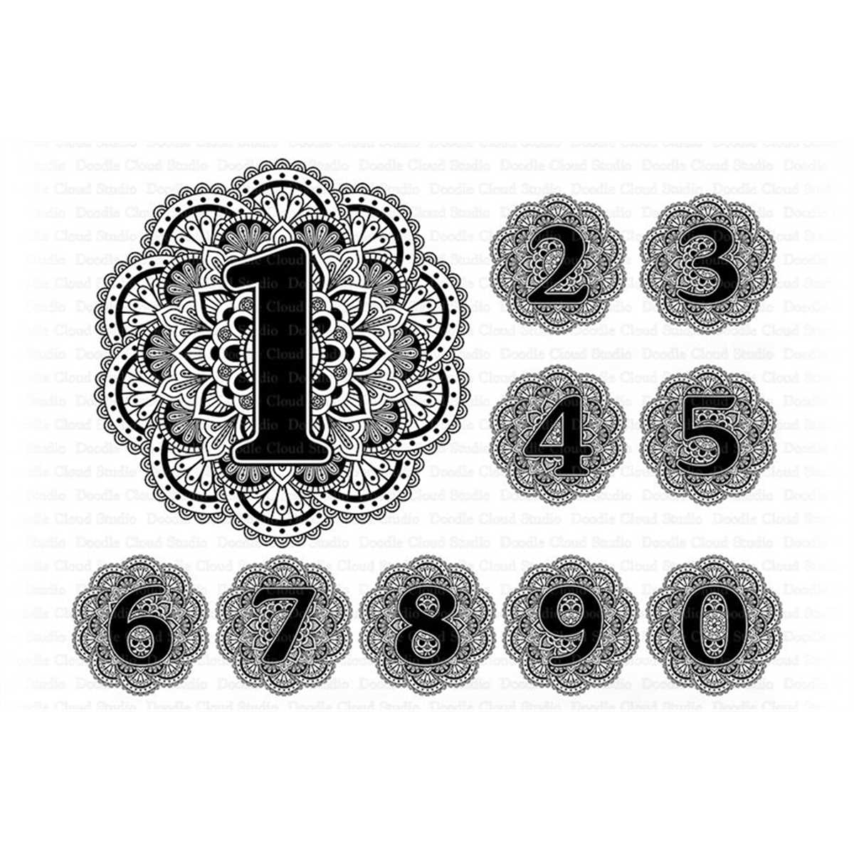 Mandala Numbers SVG, Number SVG Set of 10, Zentangle Numbers - Inspire ...