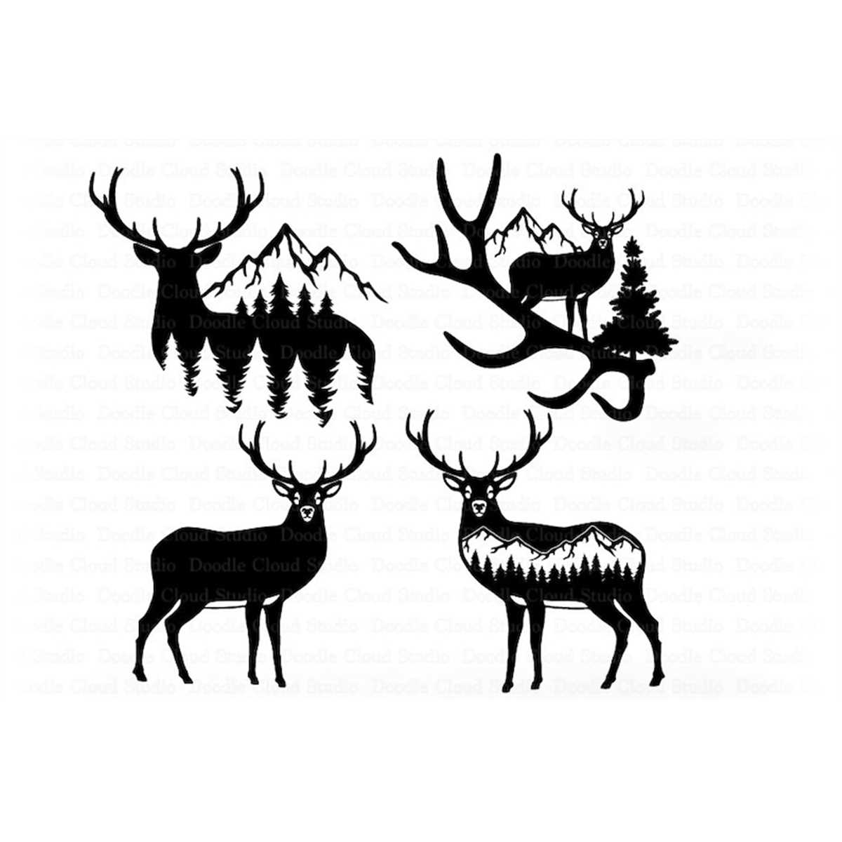 Deer in Forest Silhouette SVG, Forest Deer Svg Files for Sil | Inspire ...