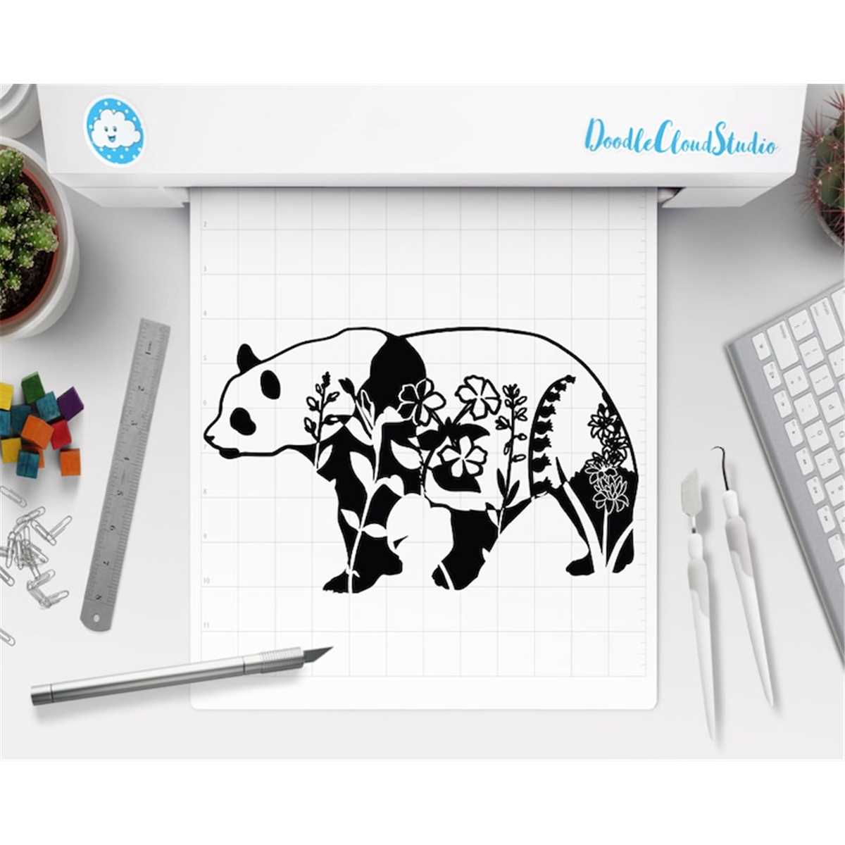 Panda SVG, Floral Panda SVG Files for Silhouette Cameo and C - Inspire ...