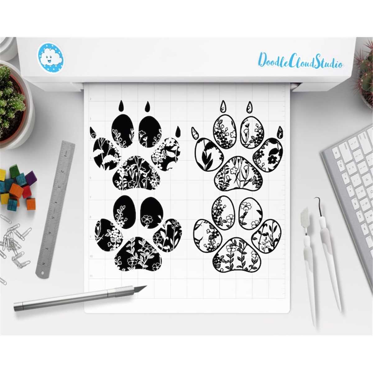 Floral Pet Paw SVG, Dog svg, Cat svg, Floral Pet Paw SVG for - Inspire ...