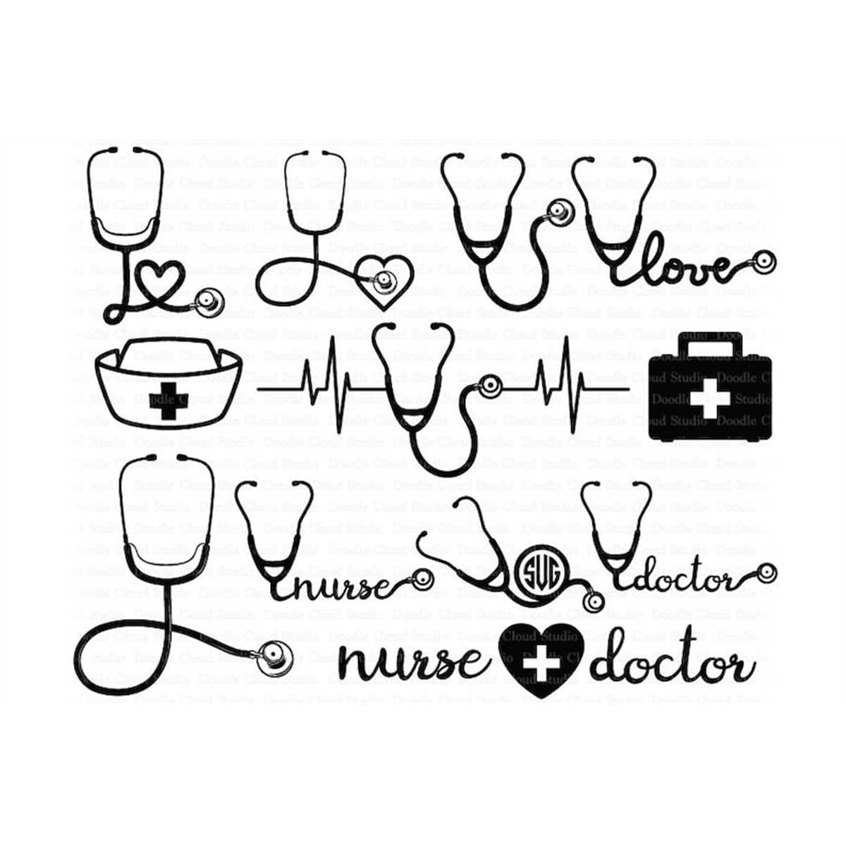 Stethoscope SVG Bundle, Nurse Stethoscope SVG Files for Silh - Inspire ...