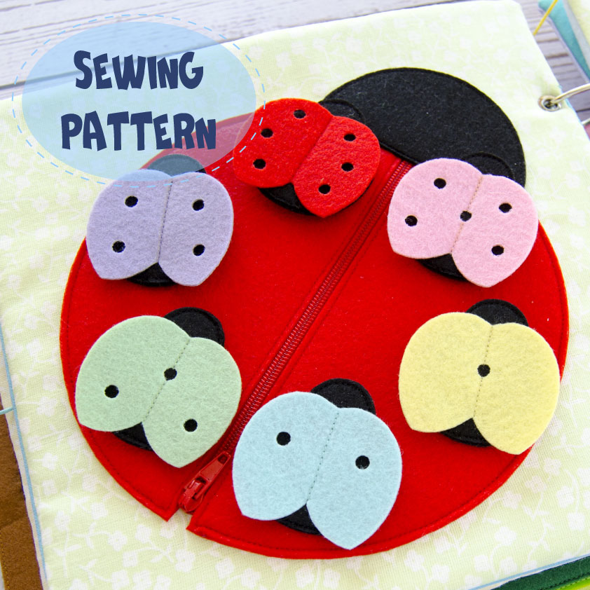 Quiet book page, Ladybugs, PDF sewing pattern, SVG files - Inspire Uplift