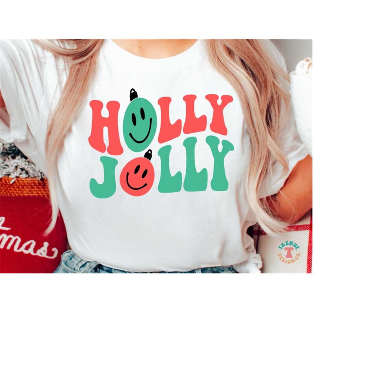 Holly Jolly SVG, PNG, Smile Face SVG, Retro Wavy Text, Chris | Inspire ...