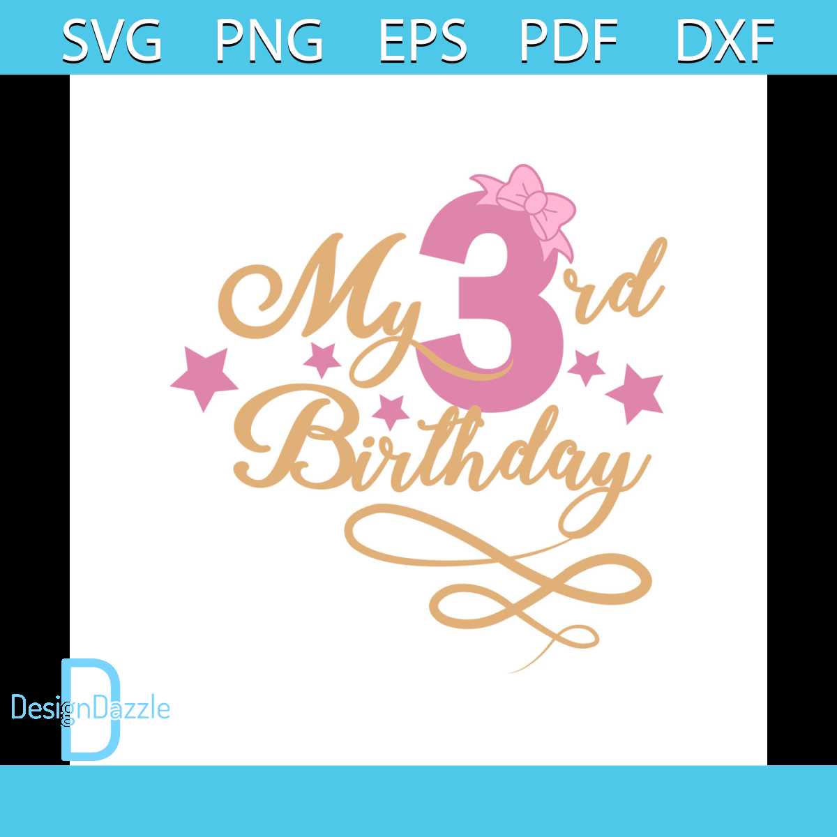 My 3rd birthday Svg, Birthday Svg, Happy Birthday Svg, Birth | Inspire Uplift