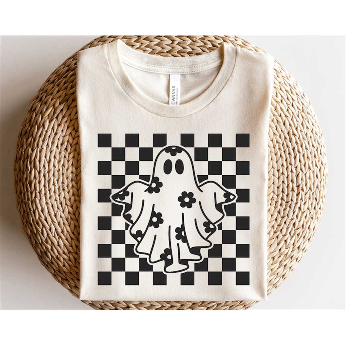 Checkered daisy ghost svg, Floral ghost outline svg, Checker | Inspire ...