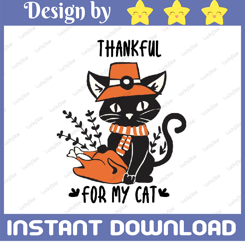 Thanksgiving SVG, Thankful for My Cat SVG Shirt file, Thankf | Inspire ...