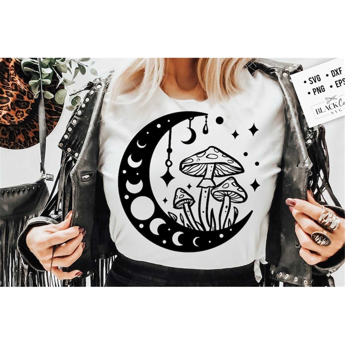 Moon and mushrooms svg, Boho Moon SVG, Crescent moon svg, Ma | Inspire ...