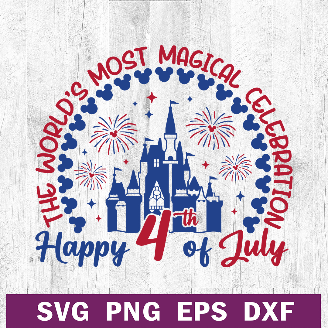 Happy 4th of july disney castle SVG PNG DXF cutting file, Di | Inspire ...