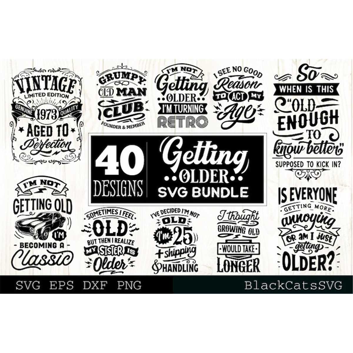 Funny Vintage Getting Older Birthday Bundle SVG 40 designs, | Inspire ...