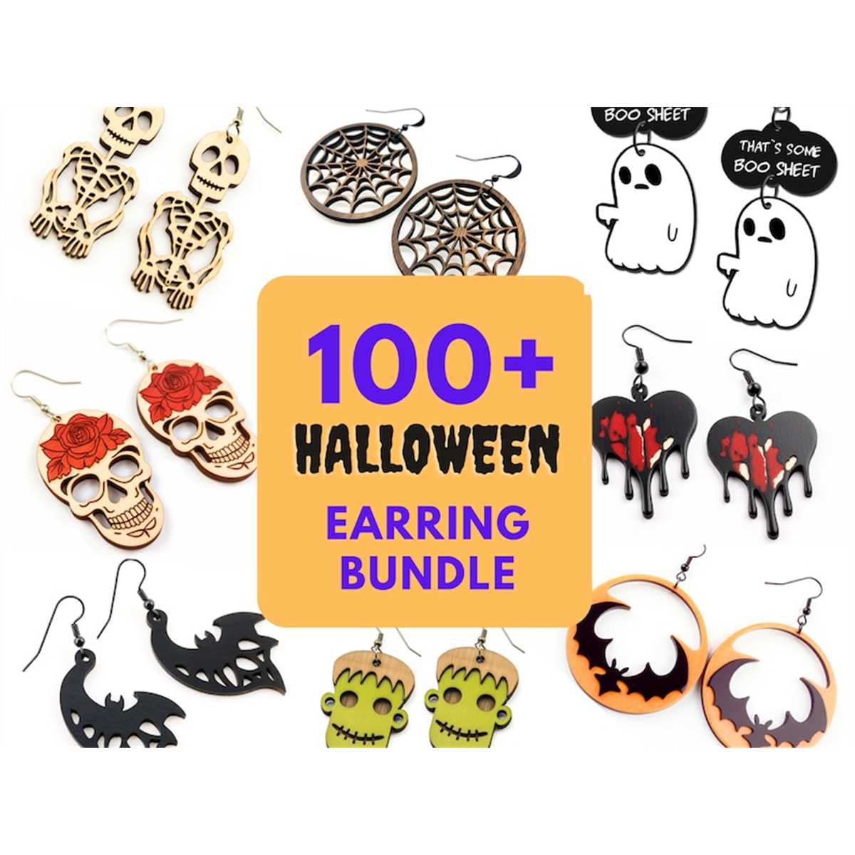 100 Halloween Earring SVG Bundle, Amazing Set of Skeleton, M | Inspire ...