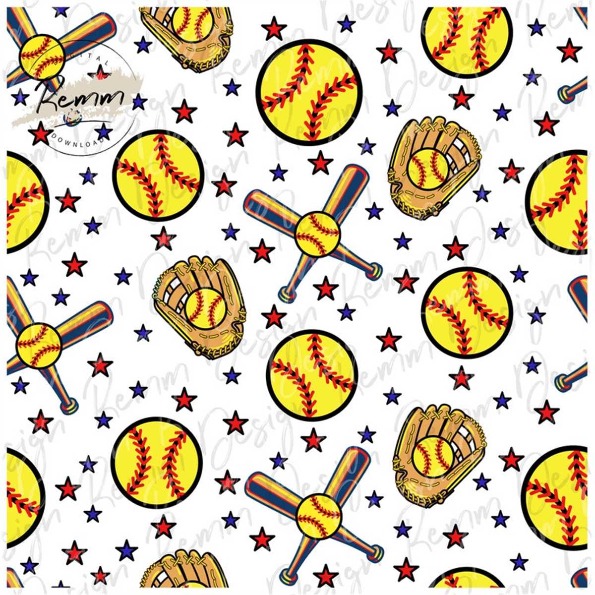 Seamless Softball Pattern, Sublimate Download, Digital Paper | Inspire ...