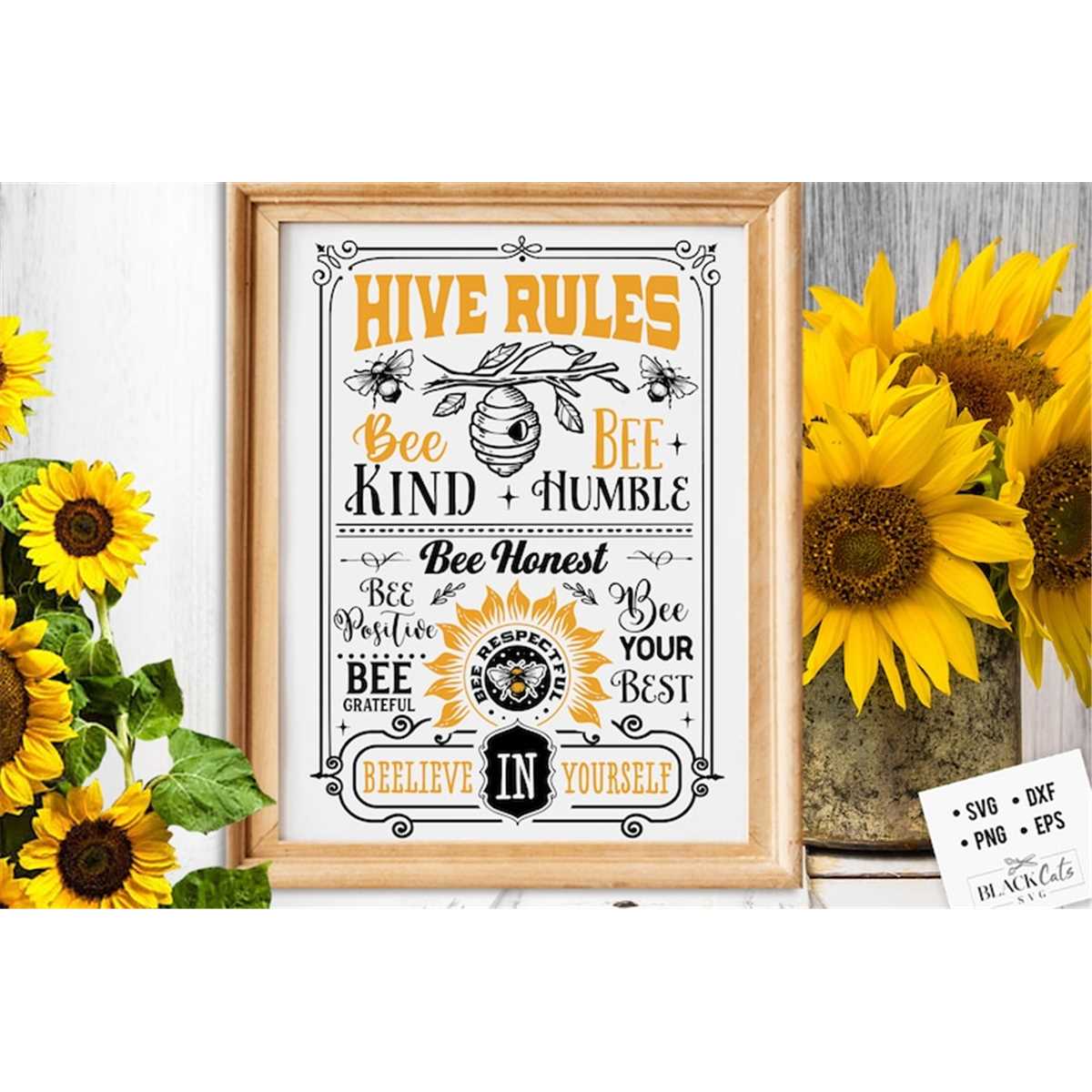 Hive rules svg, Bee rules poster svg, Bee svg, Sunflower sv - Inspire ...