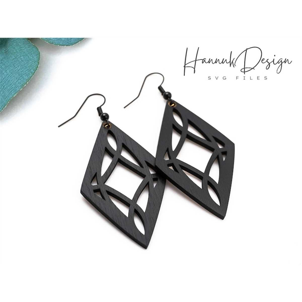 Rhombus Shape with Gothic Pattern Wood Earring Svg Laser Cut - Inspire ...