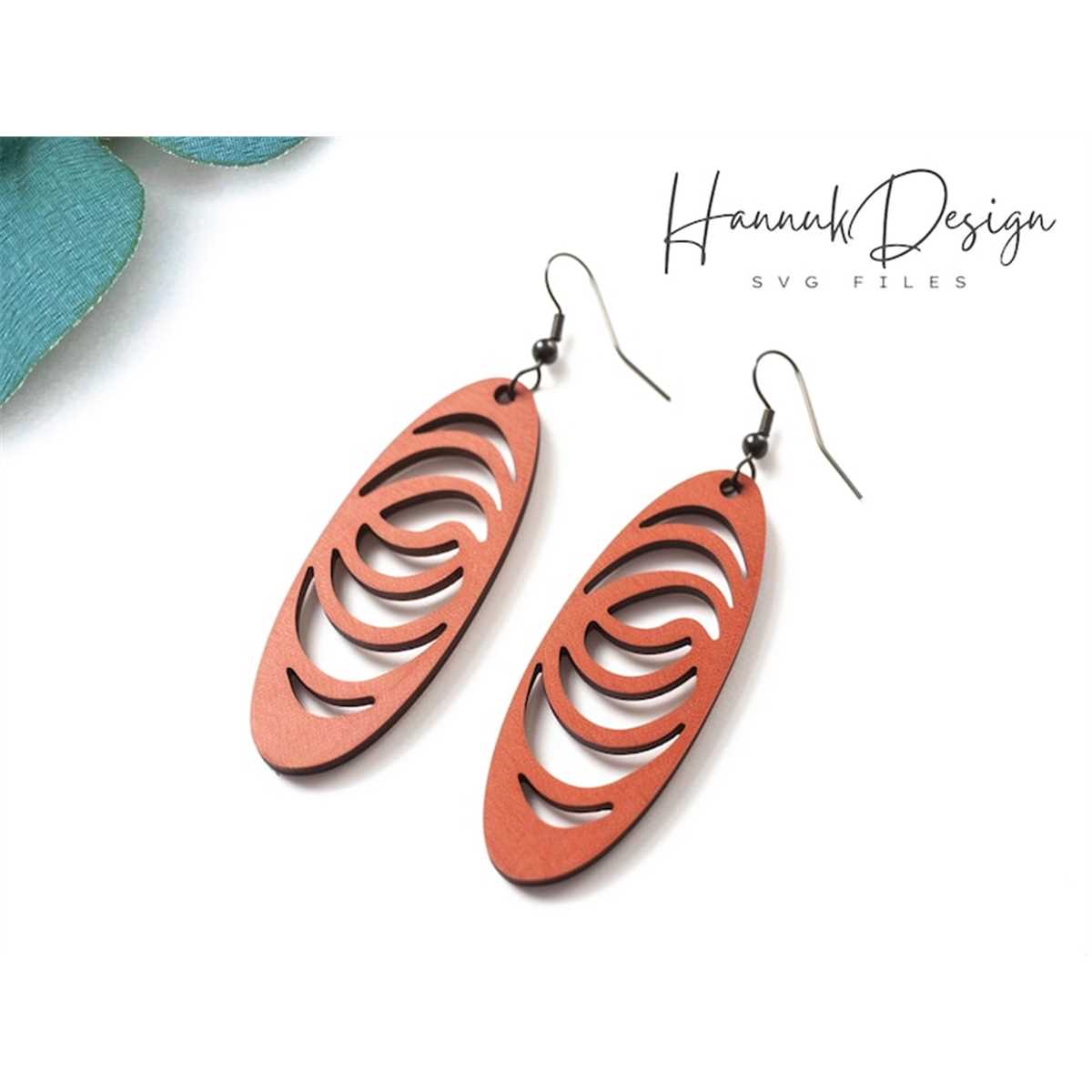 Oval Shape with a Half Moon Pattern Wood Earring Svg Laser C - Inspire ...