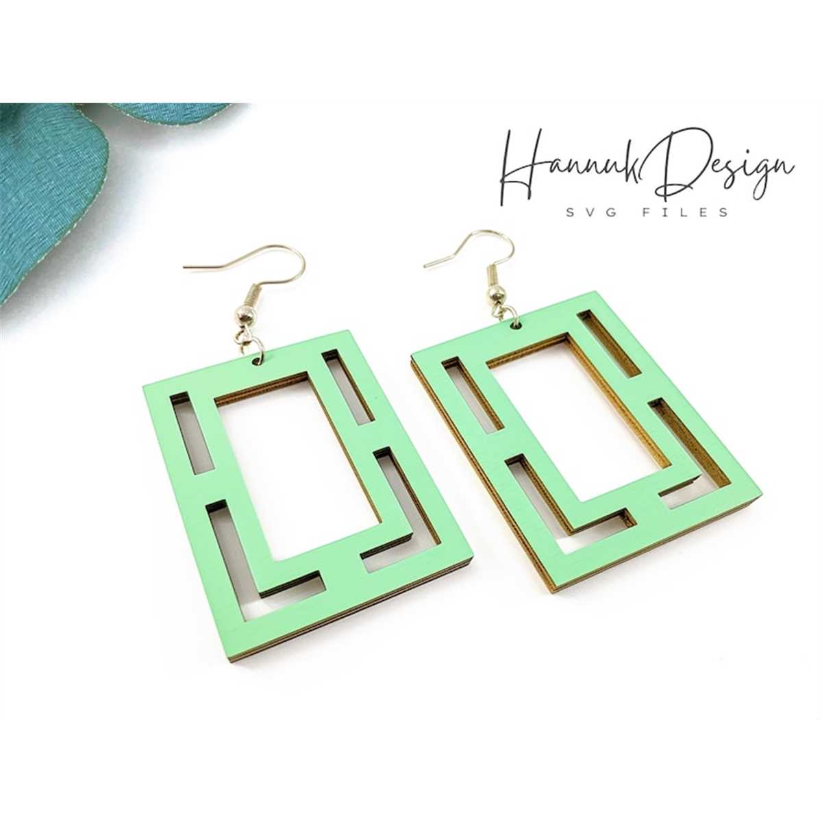 Looping Edge Rectangle Wood Earring Svg Laser Cut File Digit | Inspire ...
