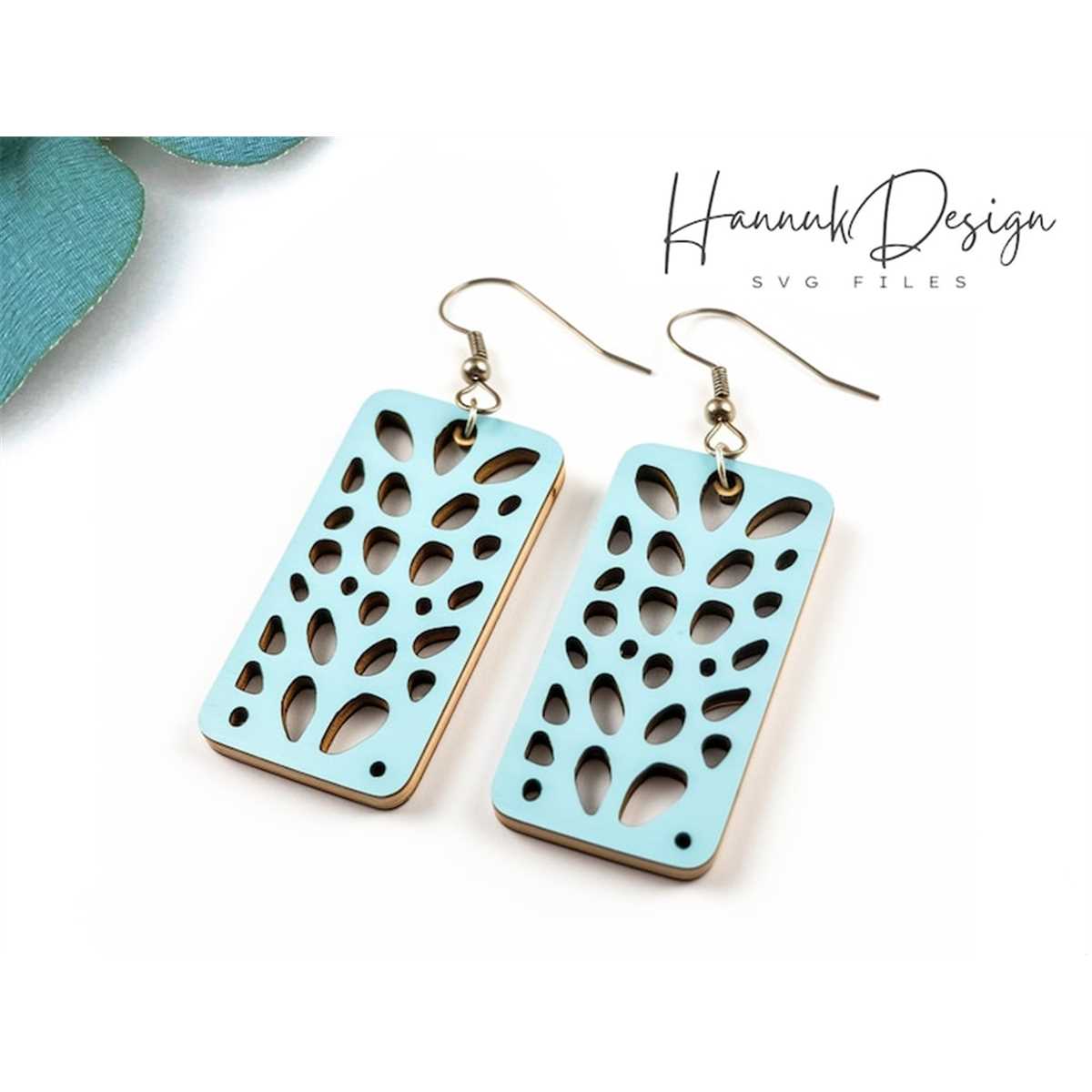 Rounded Rectangle Shape with Holes Pattern Wood Earring Svg | Inspire ...