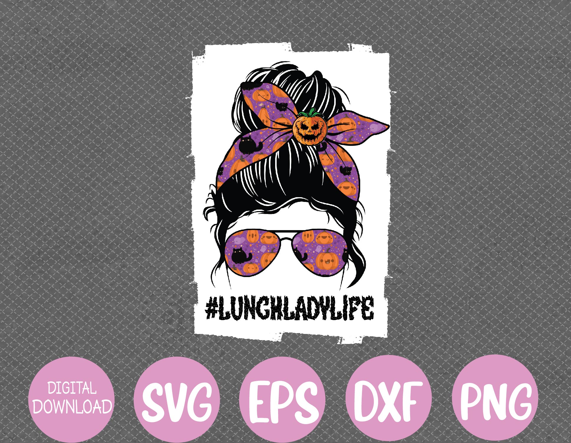 Lunch Lady Messy Bun Spooky Pumpkin Orange Halloween Costume | Inspire ...