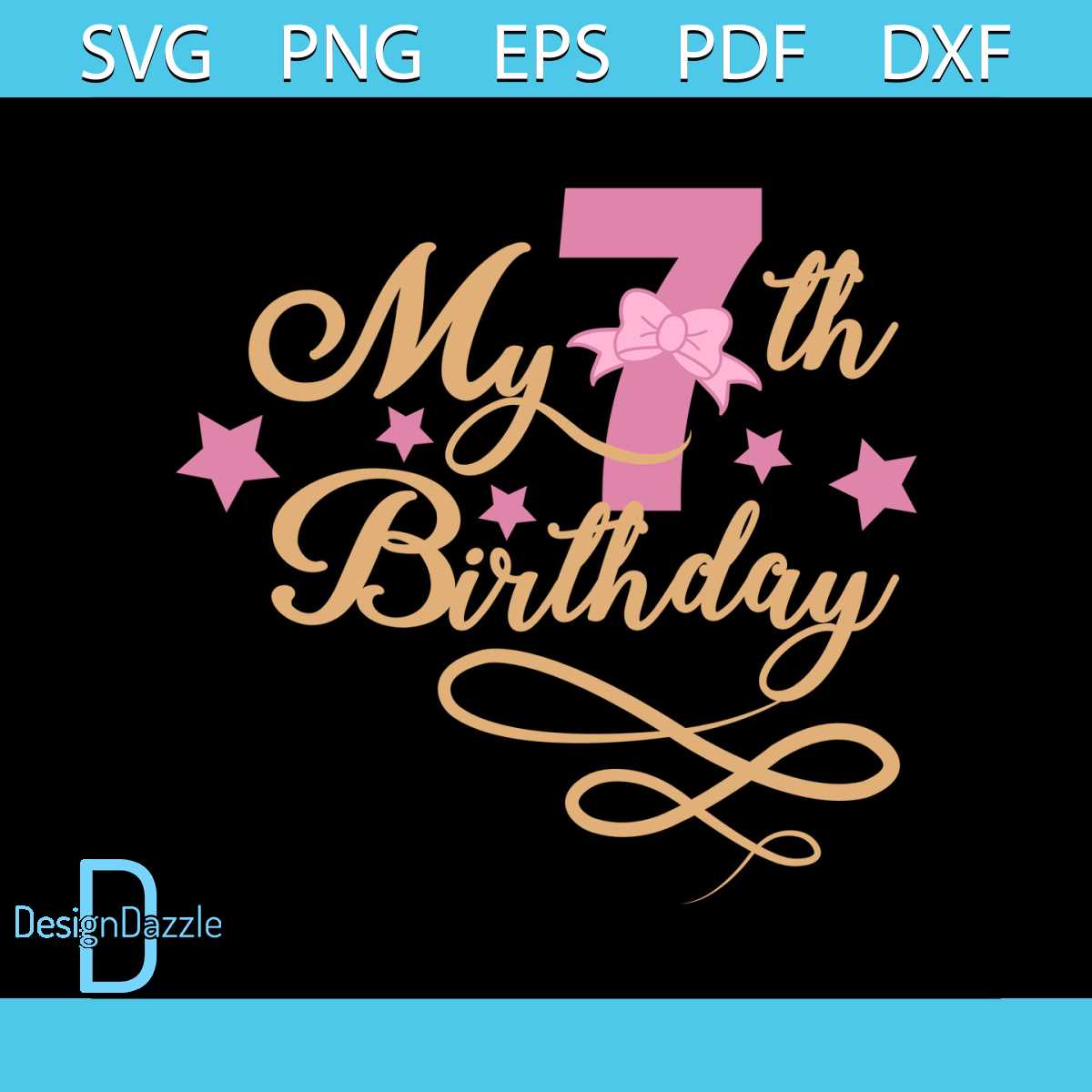 My 7th birthday Svg, Birthday Svg, Happy Birthday Svg, Birth | Inspire ...