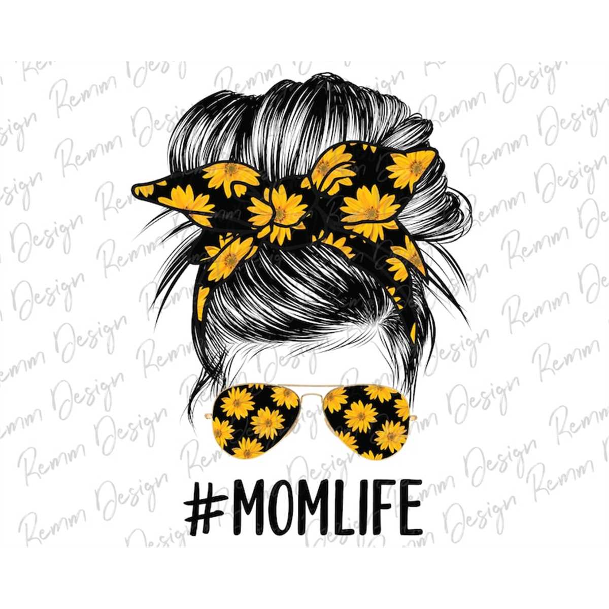 Sunflower Mom Life Messy Bun Png, Mom Bun Png, Messy Bun Png | Inspire ...