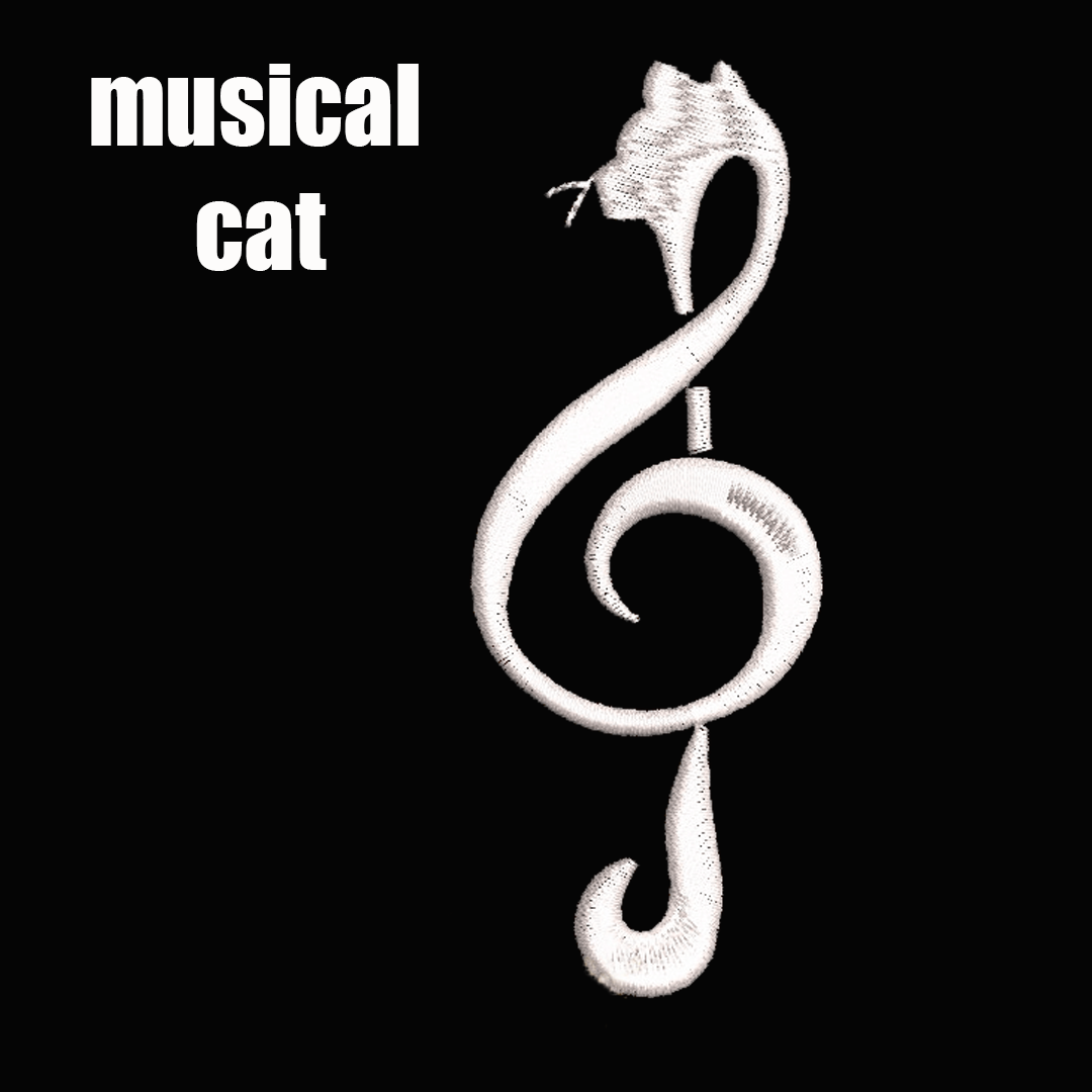Musical cat" machine embroidery | Inspire Uplift